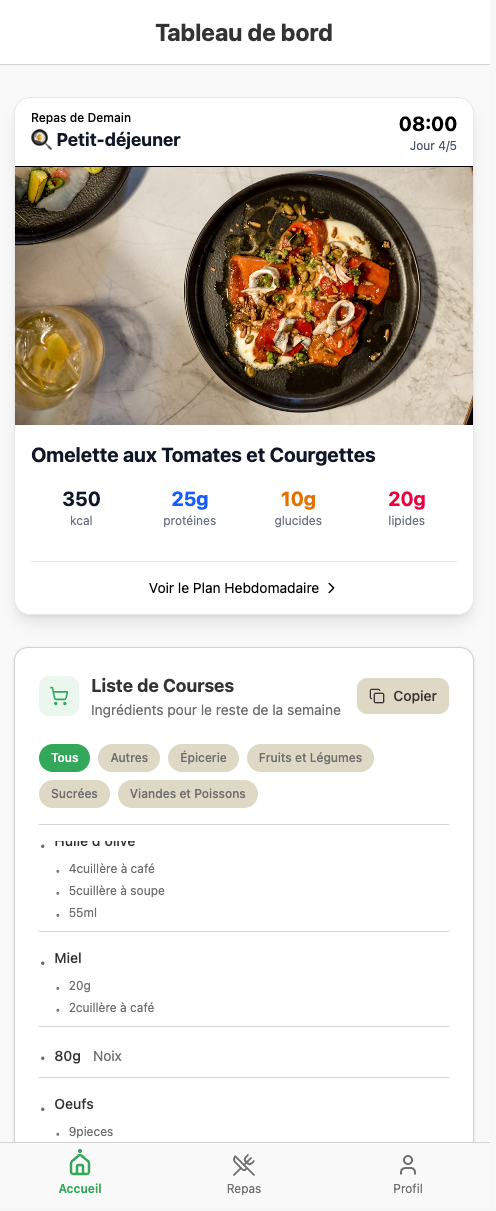 NutriMeal - Plan nutritionnel intelligent pour athlètes