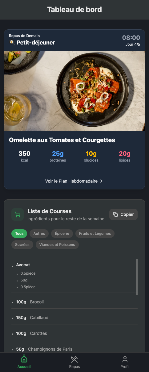 NutriMeal - Plan nutritionnel intelligent pour athlètes
